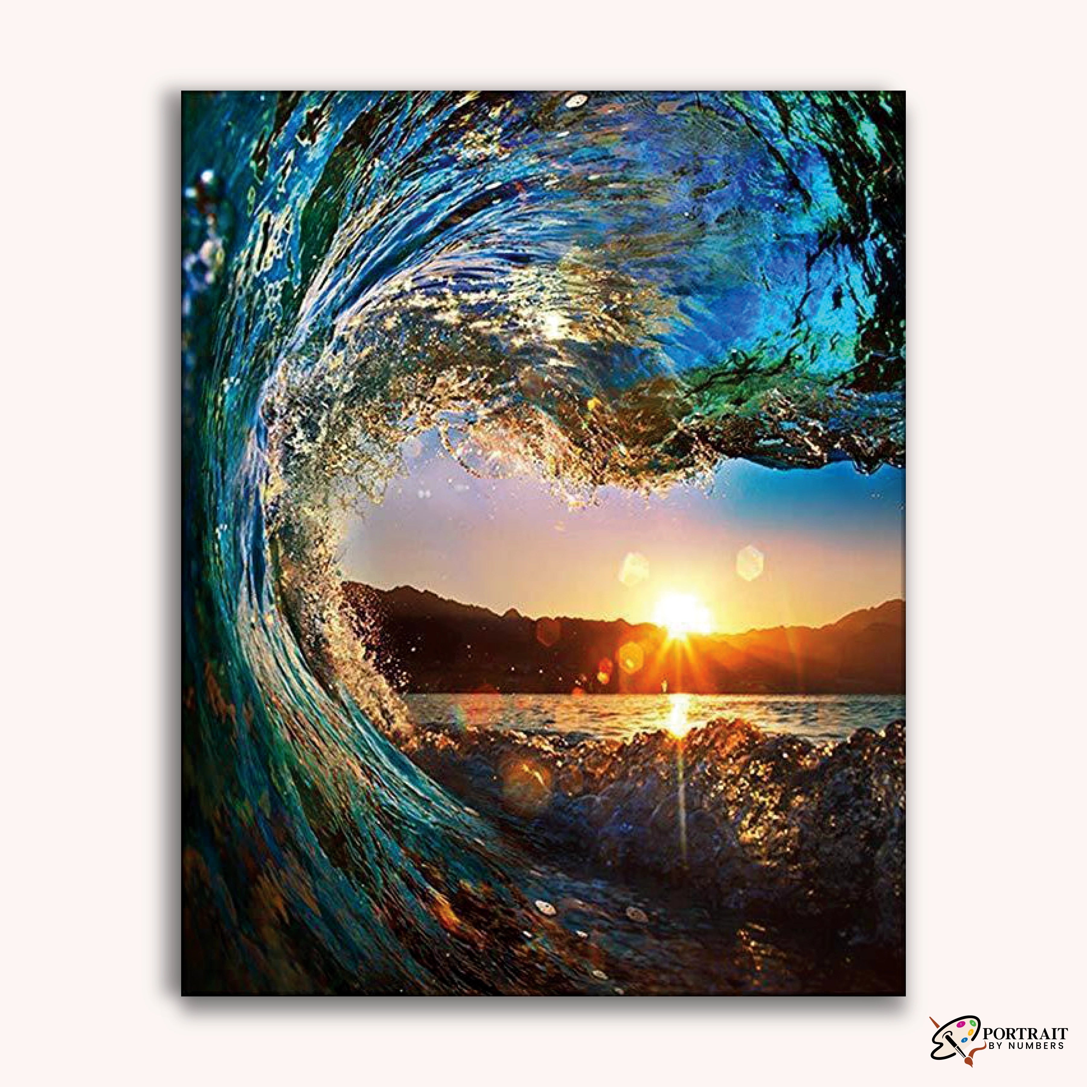 Sunset Wave Paint by Numbers for Adults | Ocean Art Kit